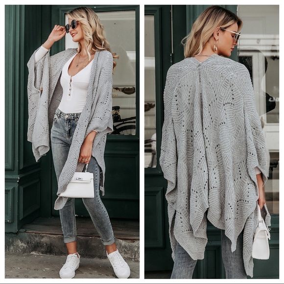 Haute Ellie | Sweaters | Marta Crochet Knit Ruana Sweater Cardigan ...